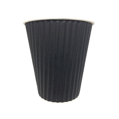 Coffee Cup Ripple Cup Design - Black - 12oz - Byars Packaging